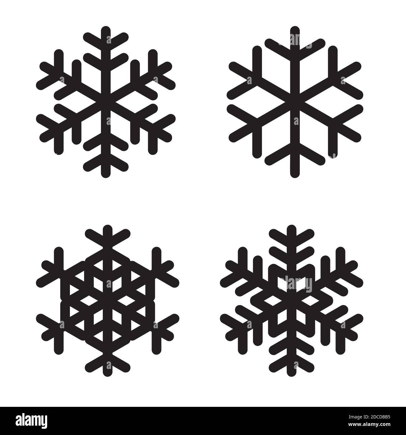 Set of silhouettes snowflakes on White. Illustration Stock Photo - Alamy