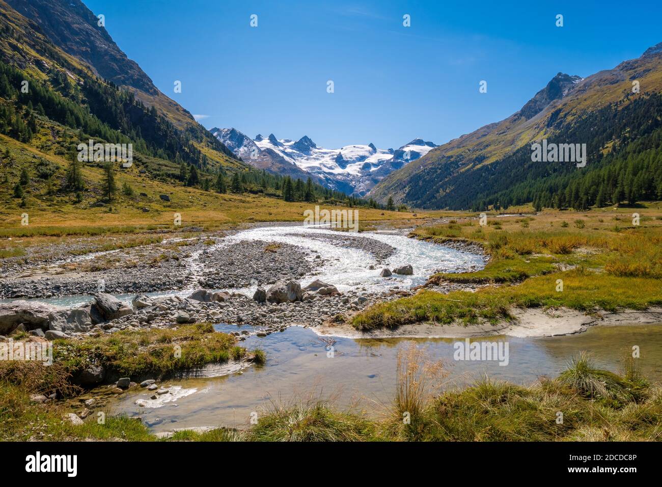 Gorgeous nature of the Roseg Valley in September. It is a valley of the ...