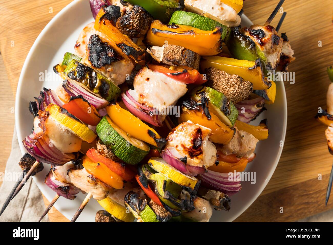 Homemade Grilled Chicken Kebab Skewers with Healthy Veggies Stock Photo ...
