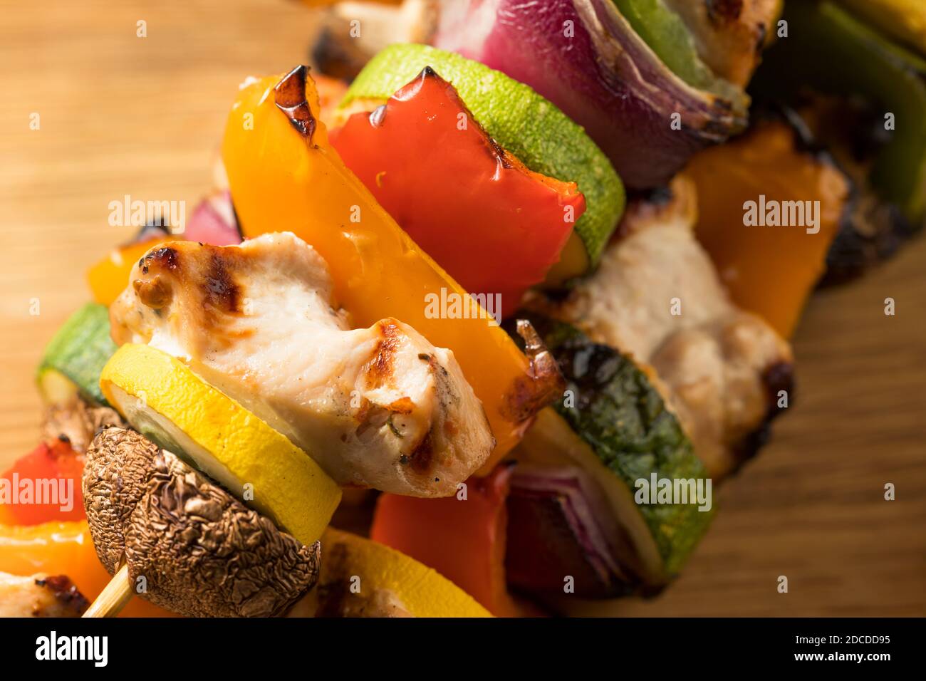 Homemade Grilled Chicken Kebab Skewers with Healthy Veggies Stock Photo ...