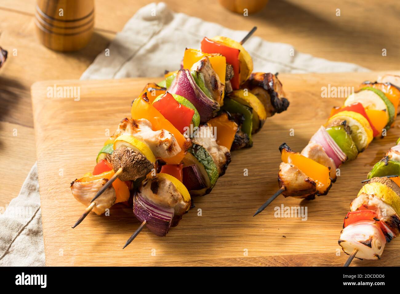 Homemade Grilled Chicken Kebab Skewers with Healthy Veggies Stock Photo ...