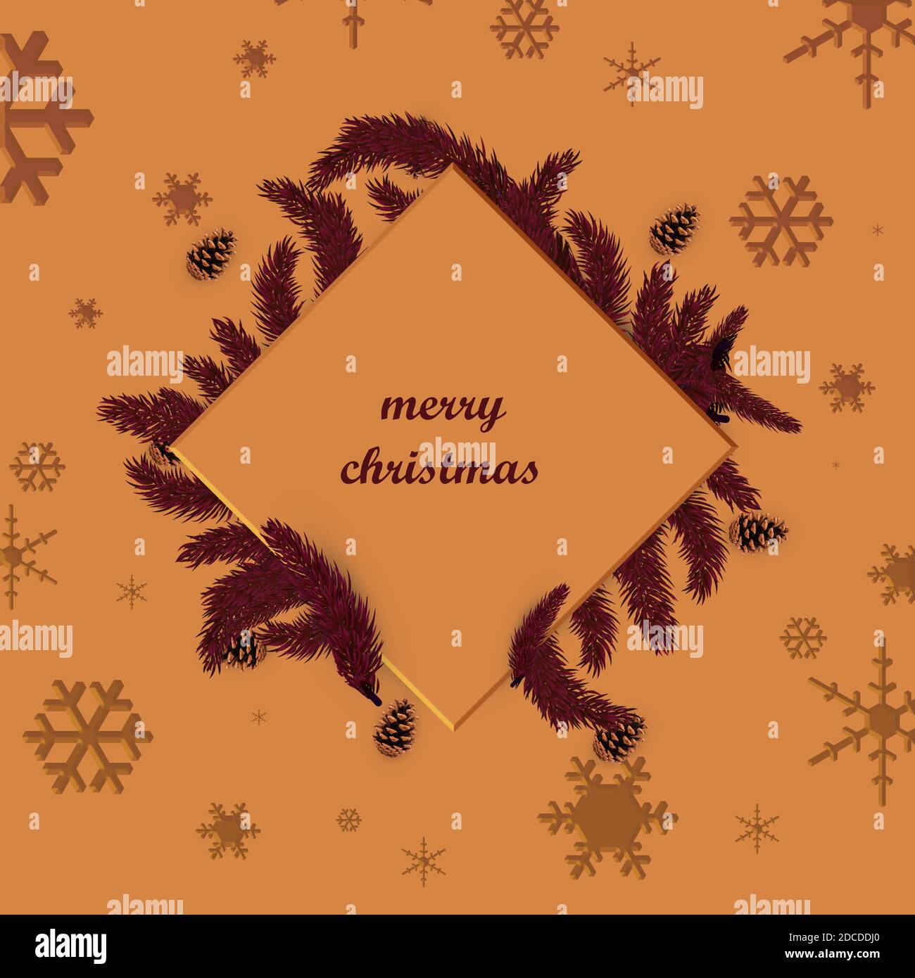 brown autumn design of christmas with floral frame and decorative ...