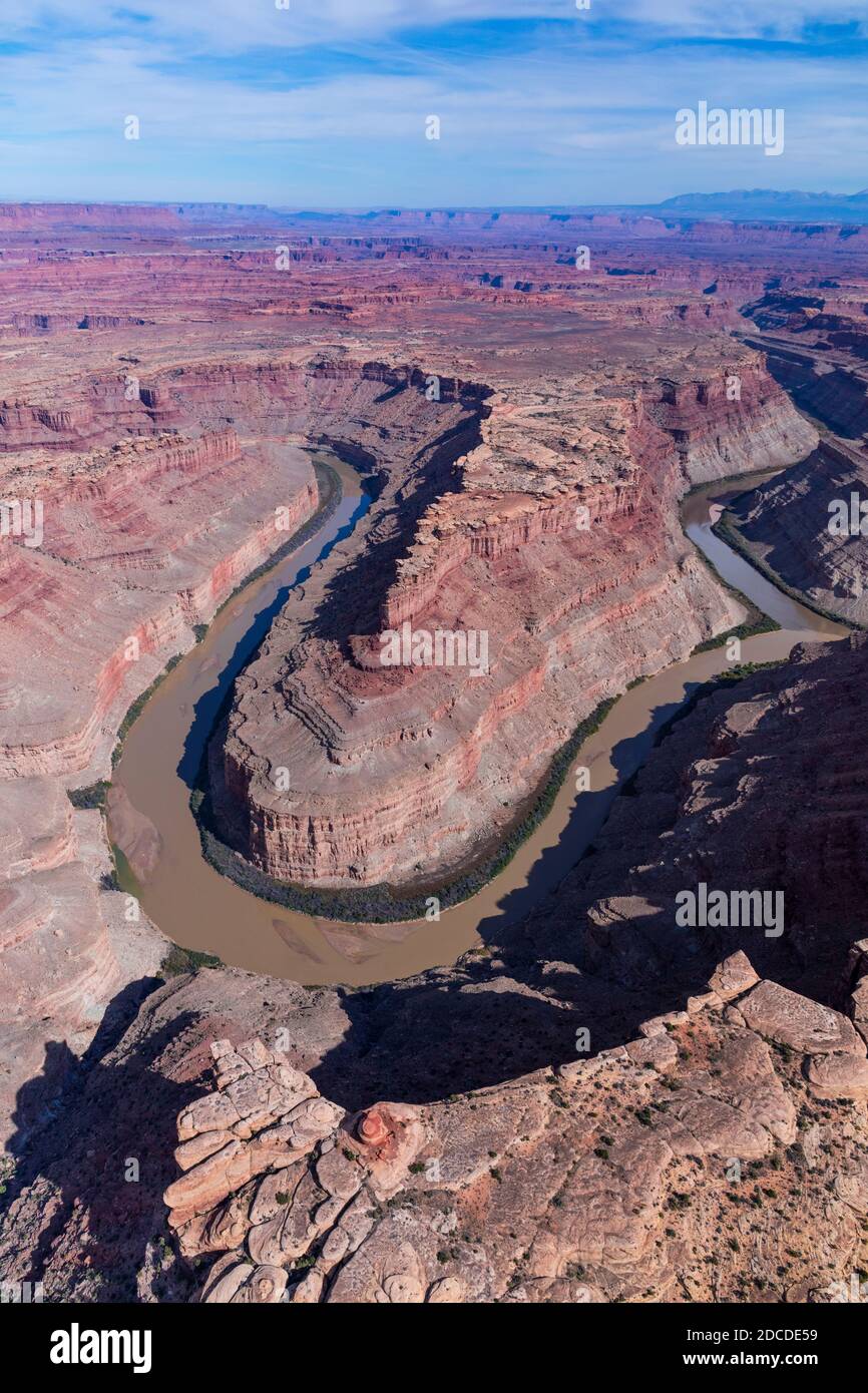 Aerial View Junction Green and Colorado River, Canyonlands National ...