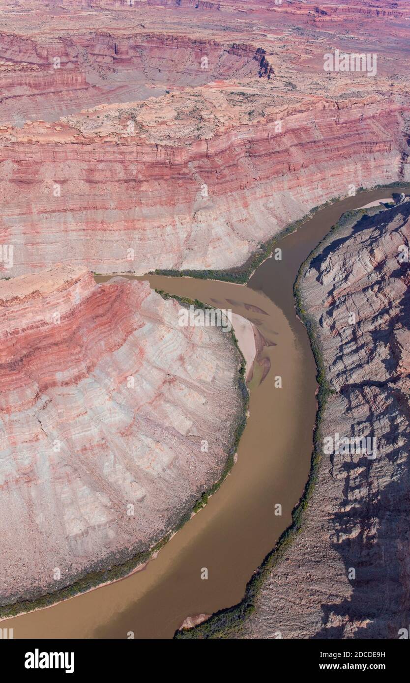 Aerial View Junction Green and Colorado River, Canyonlands National ...