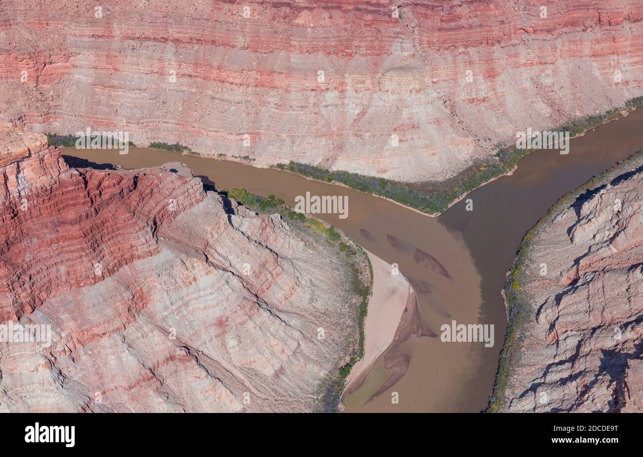 Aerial View Junction Green and Colorado River, Canyonlands National ...