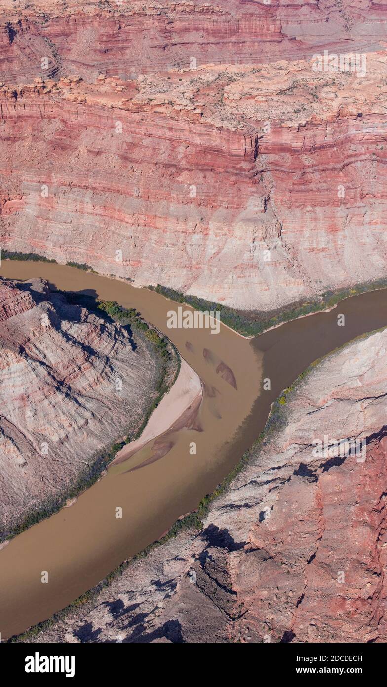 Aerial View Junction Green and Colorado River, Canyonlands National ...