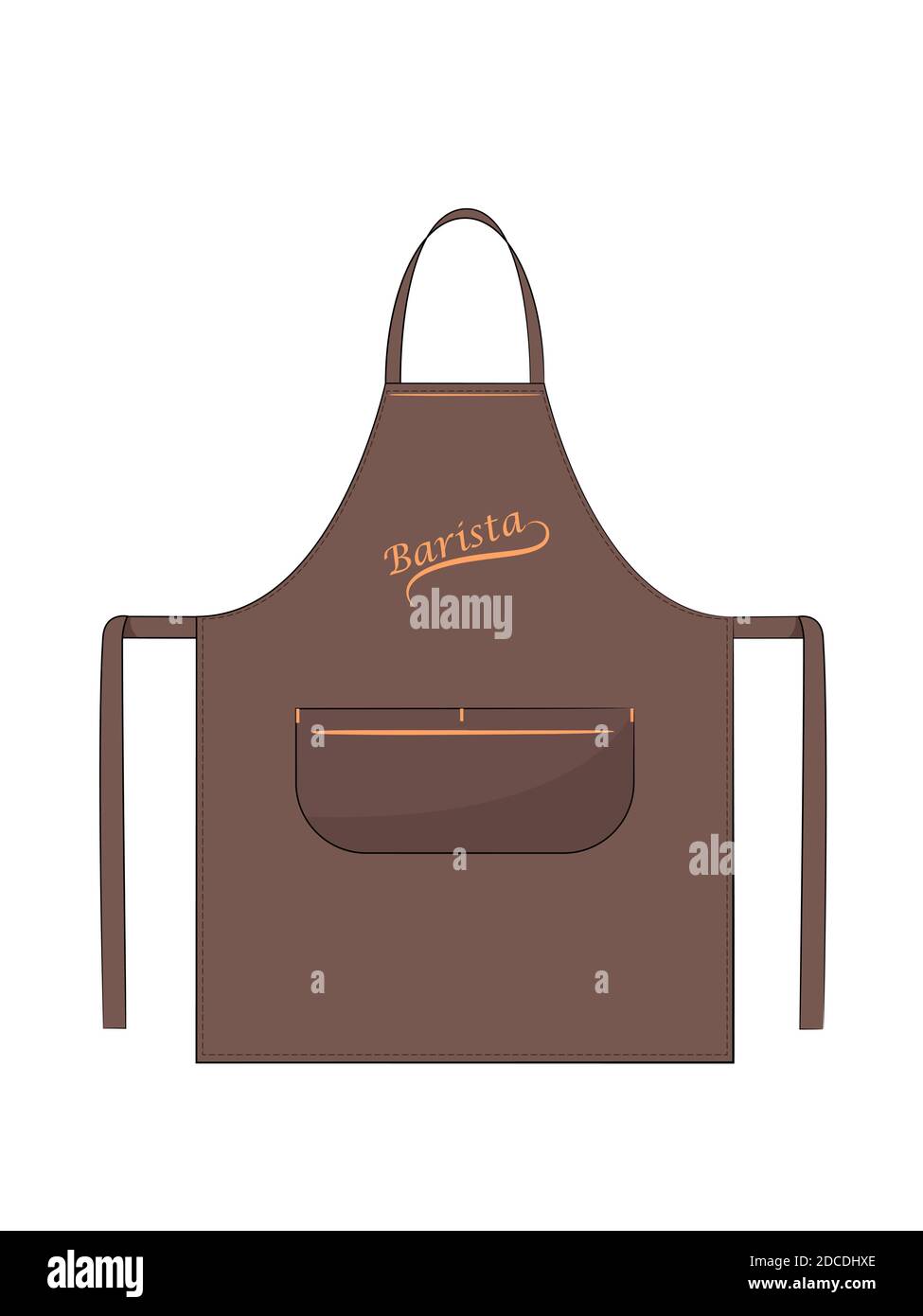Barista brown apron with pocket and stitch. Vector illustration Stock ...