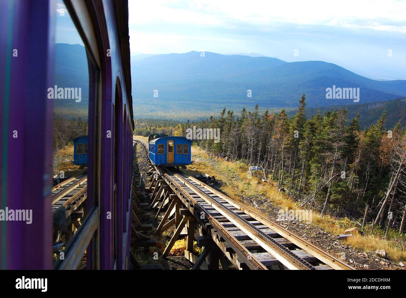 Mount Washington Cog Railroad at the top of Mount Washington in White ...