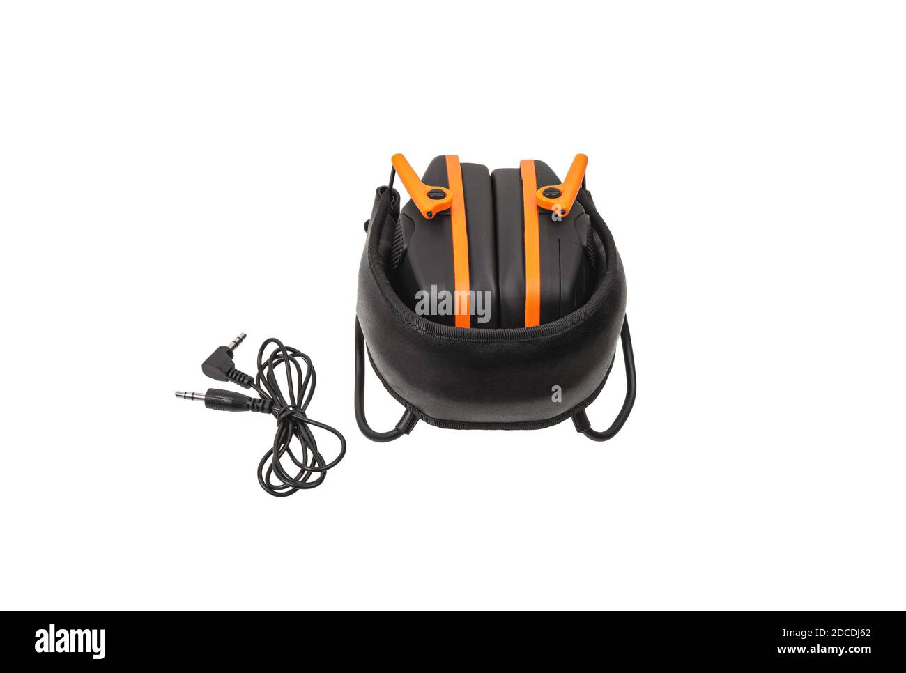 Modern active protective earphones isolate on a white background. A ...