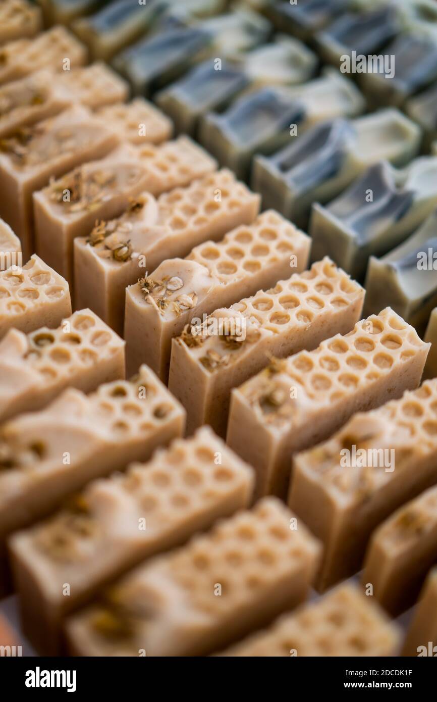 Colorful bars of natural handmade soap Stock Photo - Alamy