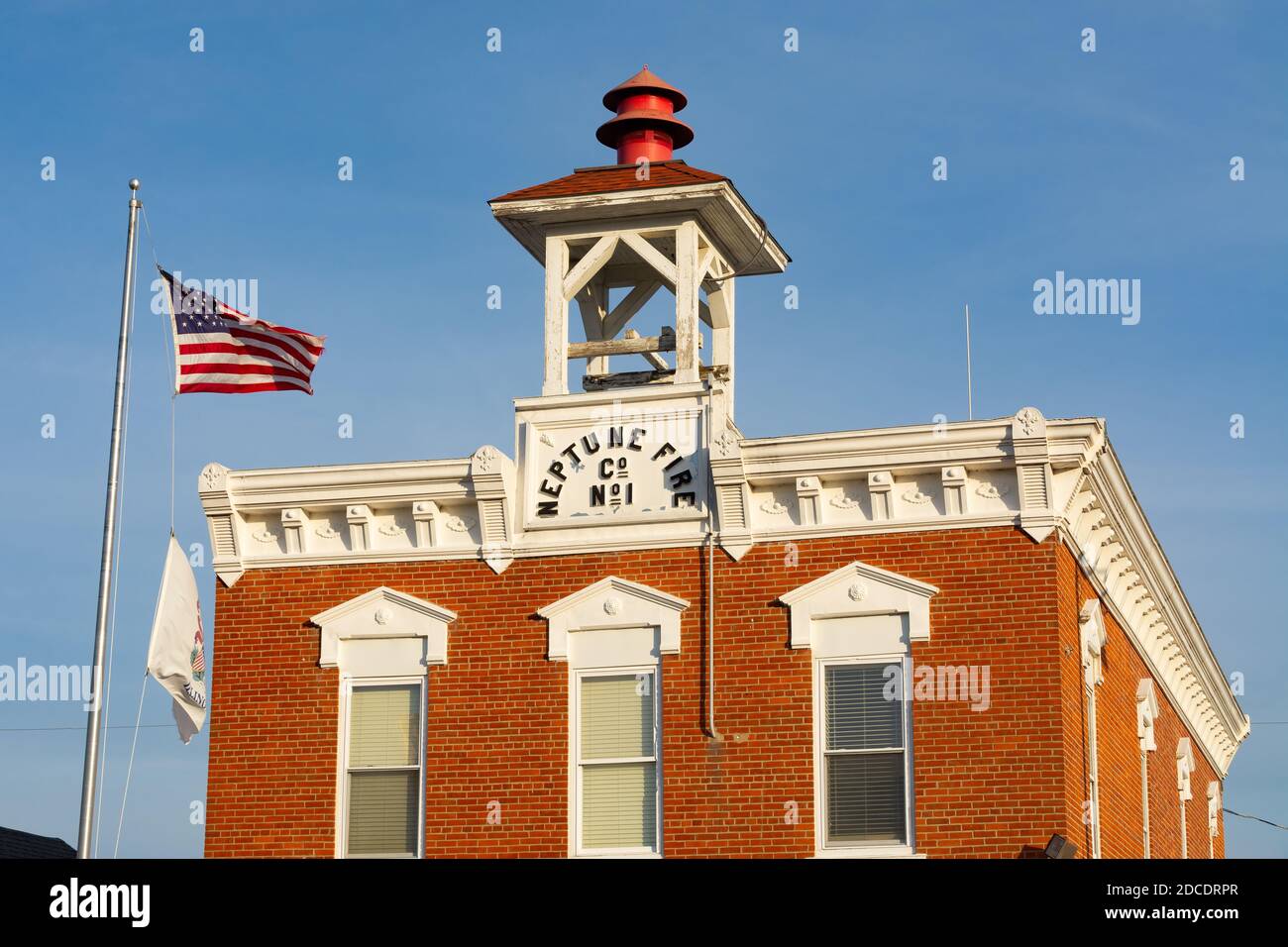 Old firehouse building in small Midwest town. Elmwood, Illinois, USA ...