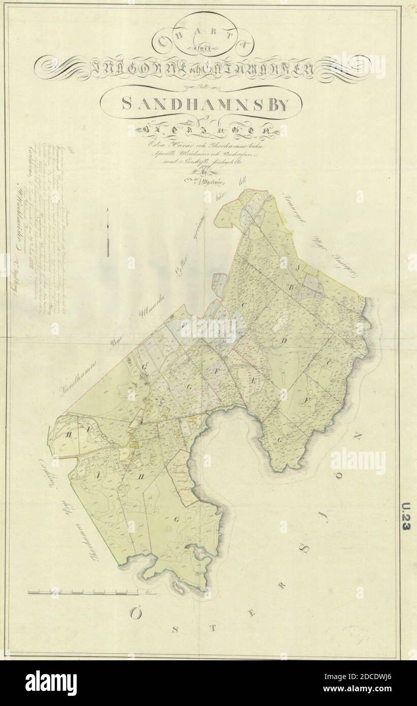 Karta över Sandhamn från 1819 Stock Photo - Alamy