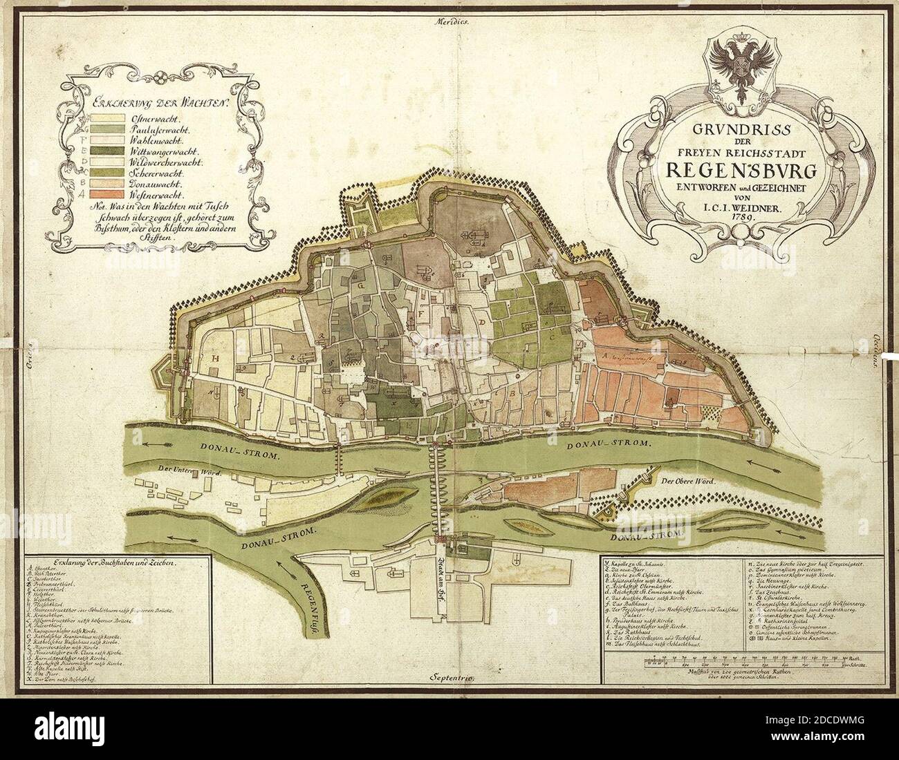 Karte - Grundriss der freyen Reichsstadt Regensburg - Weidner - 1789 ...