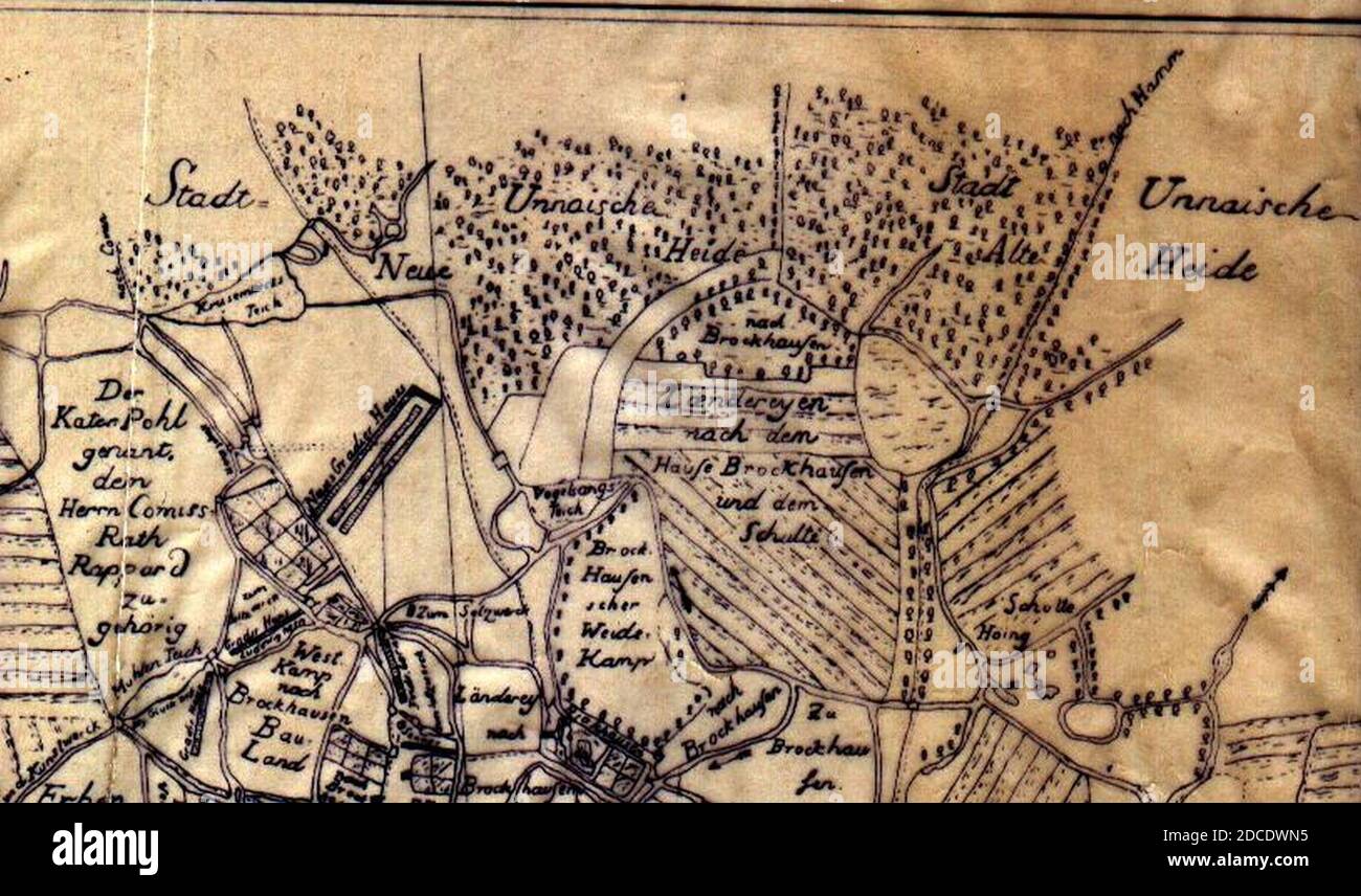 Karte Alte Heide 1780 Stock Photo - Alamy