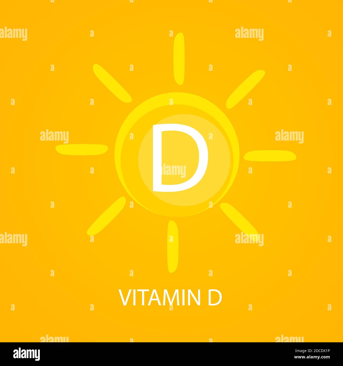 Vitamin D Icon with Sun Illustration Stock Photo - Alamy