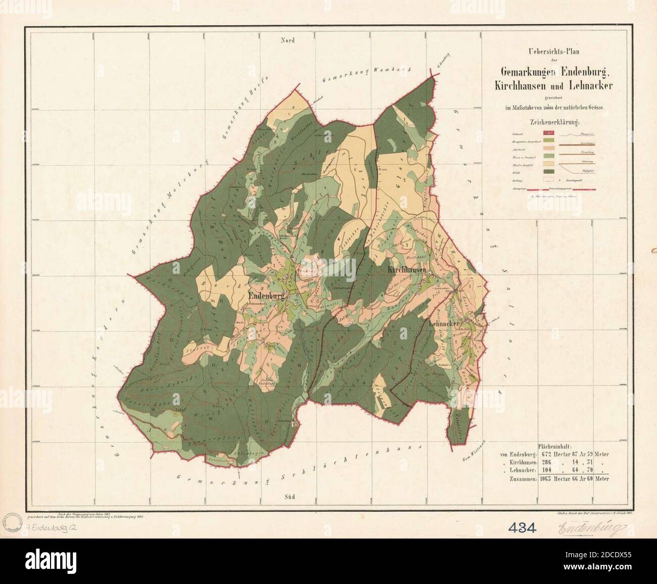 Karte Endenburg 1881 Stock Photo - Alamy