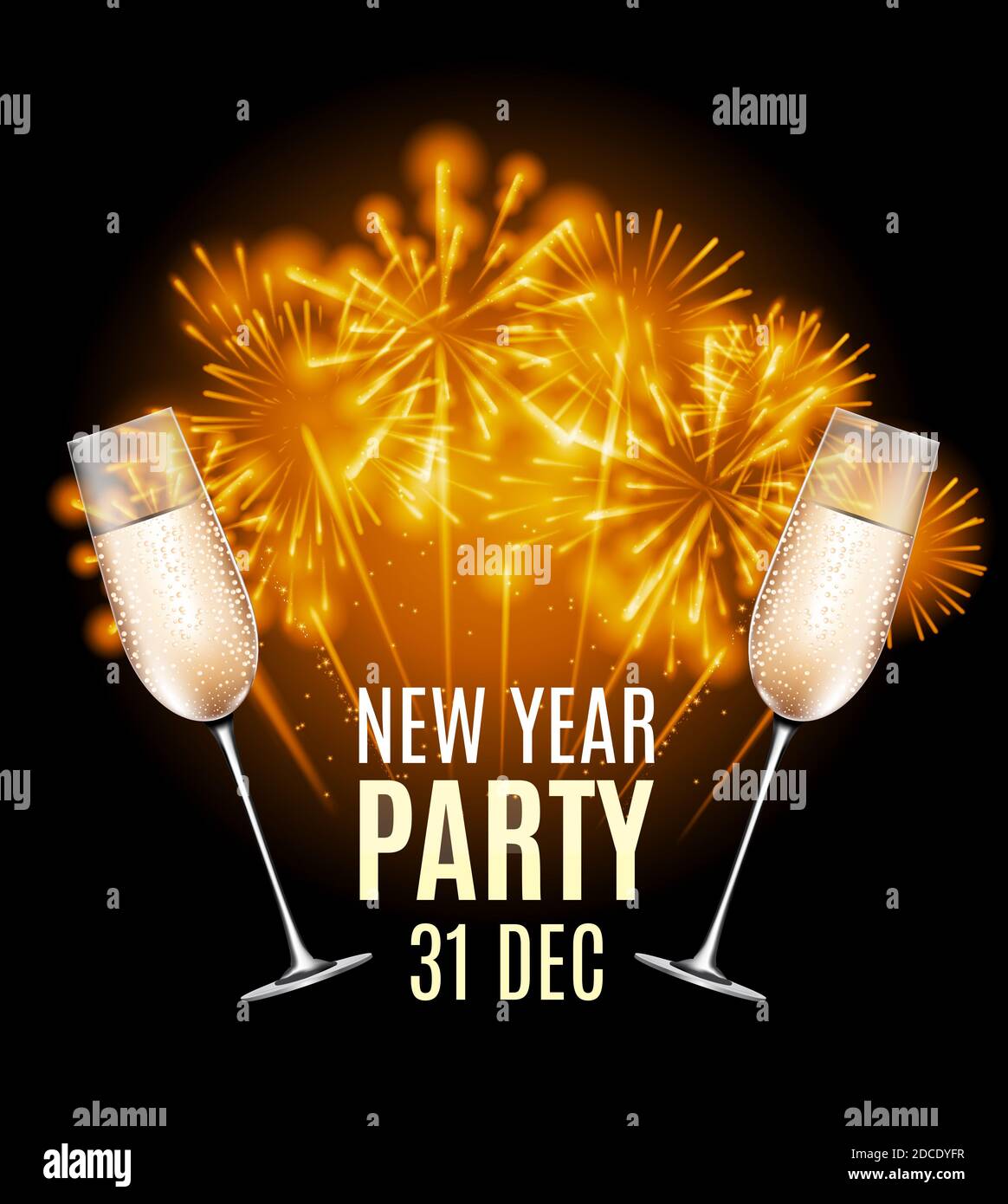 Happy New Year Party 31 December Poster Illustration Stock Photo - Alamy