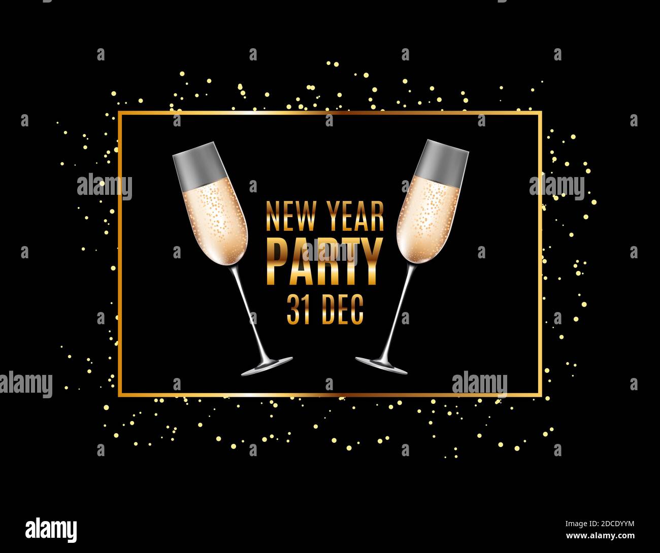 Happy New Year Party 31 December Poster Illustration Stock Photo - Alamy