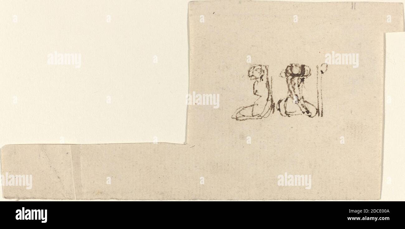 John Flaxman, (artist), British, 1755 - 1826, Two Seated Female Figures ...