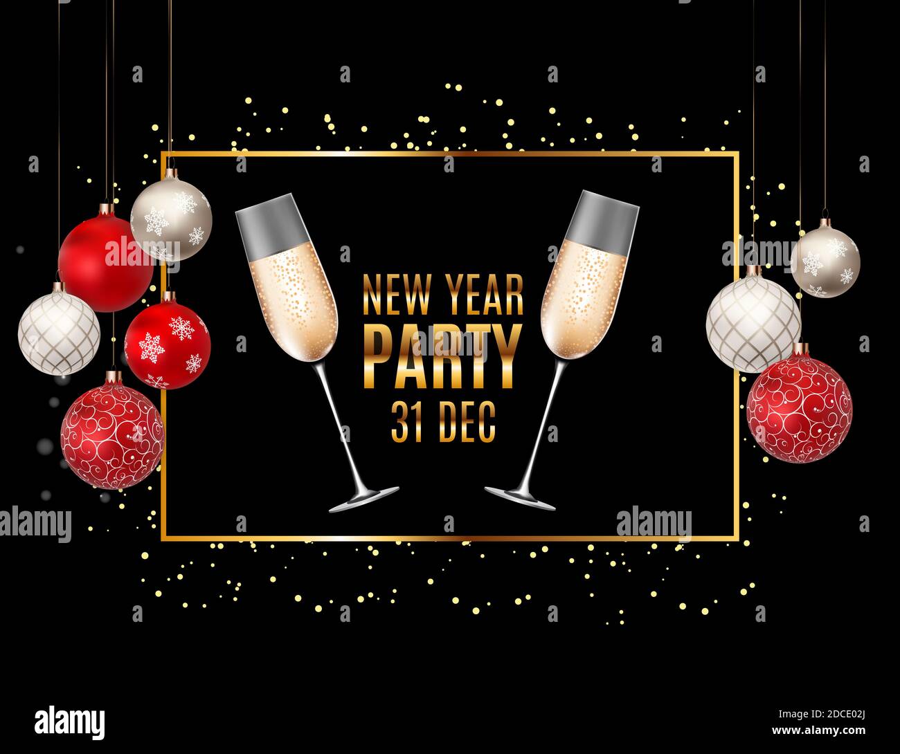 Happy New Year Party 31 December Poster Illustration Stock Photo - Alamy