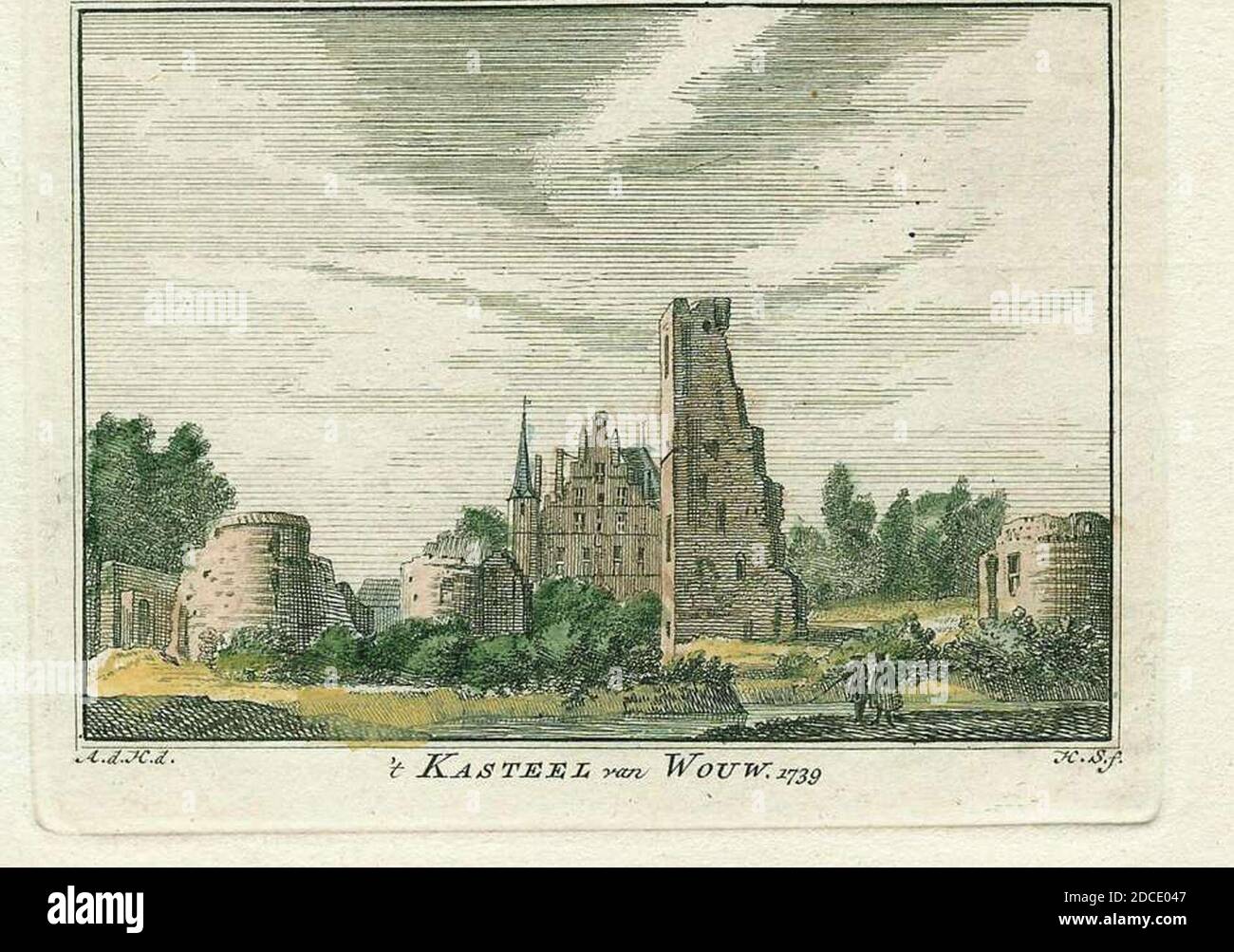 Kasteel van Wouw in 1739 Stock Photo - Alamy