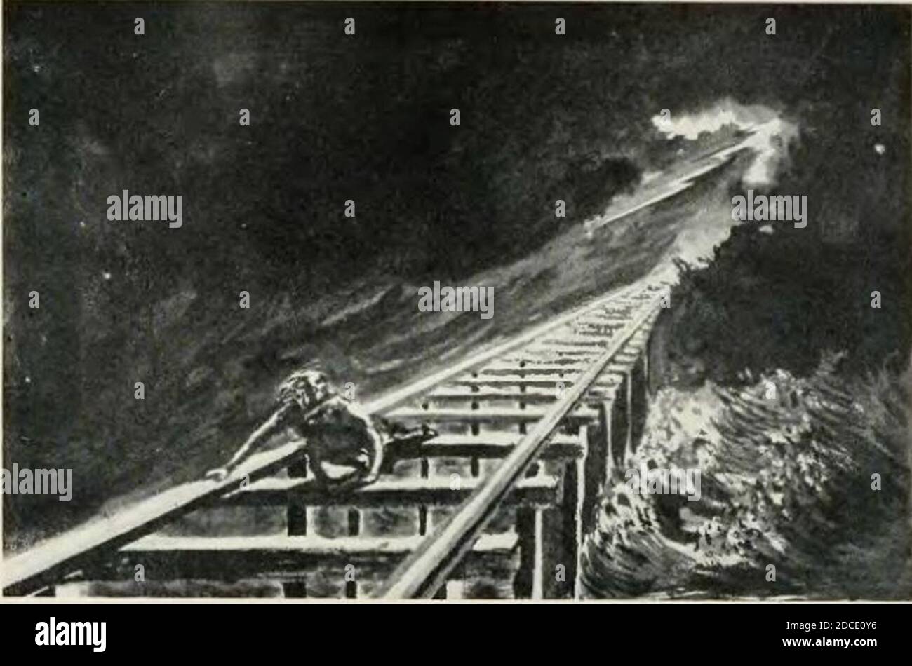 Kate Shelly Saving a Train - History of Iowa Stock Photo - Alamy