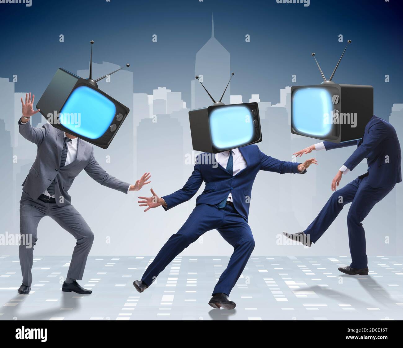 The media zombie concept with man and tv set instead of head Stock ...