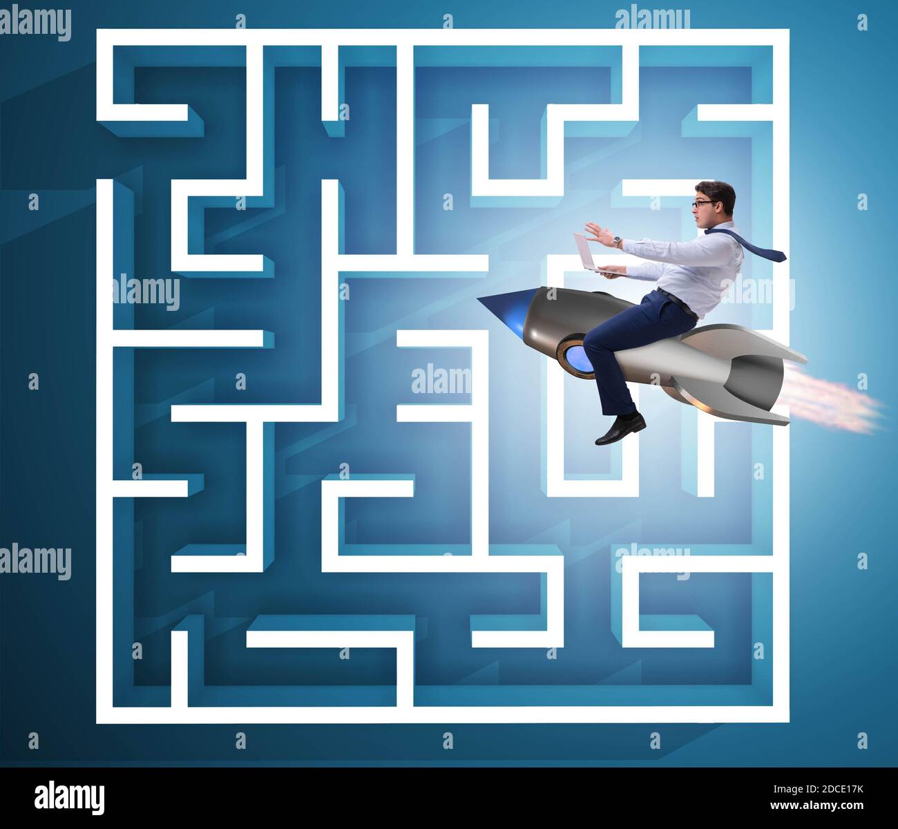 The uncertainty concept with businessman lost in maze labyrinth Stock ...