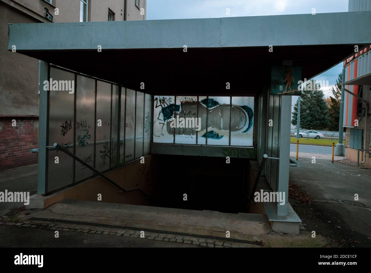 Entrance to the pedestrian underpass for crossing the road Stock Photo ...