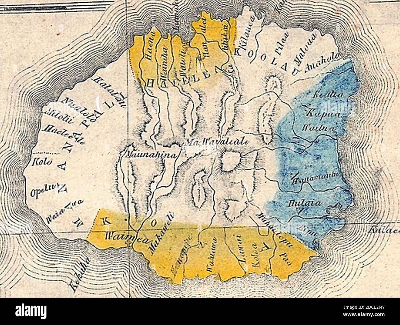 Kauai 1838 map by Kalama Stock Photo - Alamy
