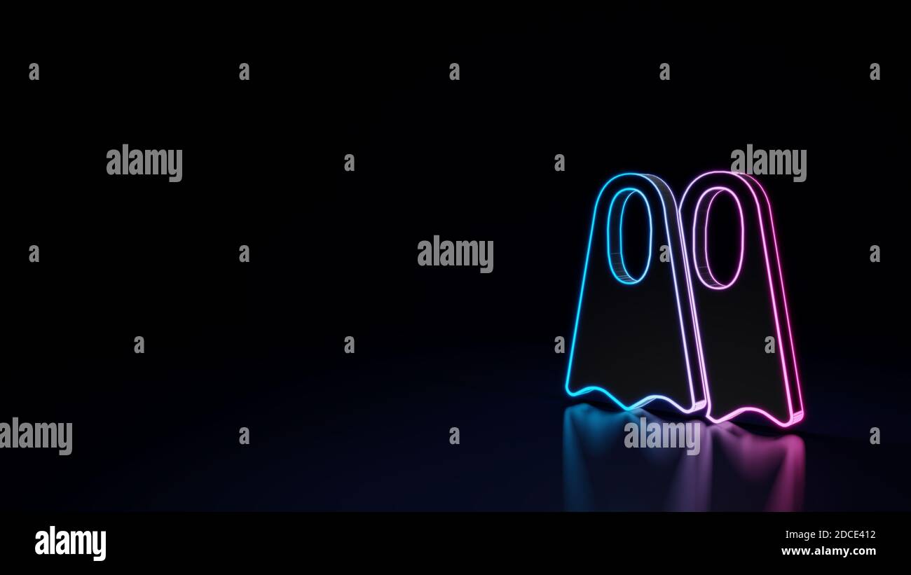 3d render techno neon purple blue glowing outline wireframe symbol of ...