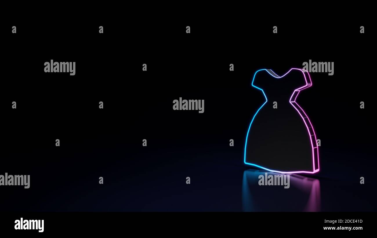 3d render techno neon purple blue glowing outline wireframe symbol of ...