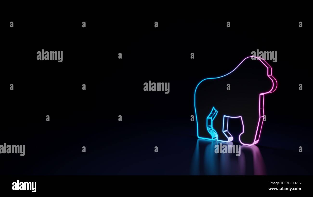 3d render techno neon purple blue glowing outline wireframe symbol of ...