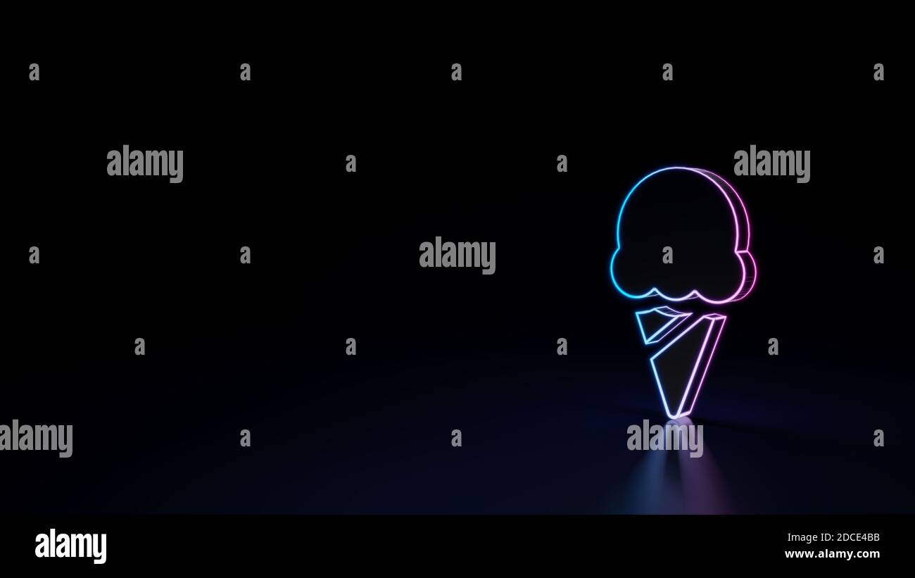 3d render techno neon purple blue glowing outline wireframe symbol of ...