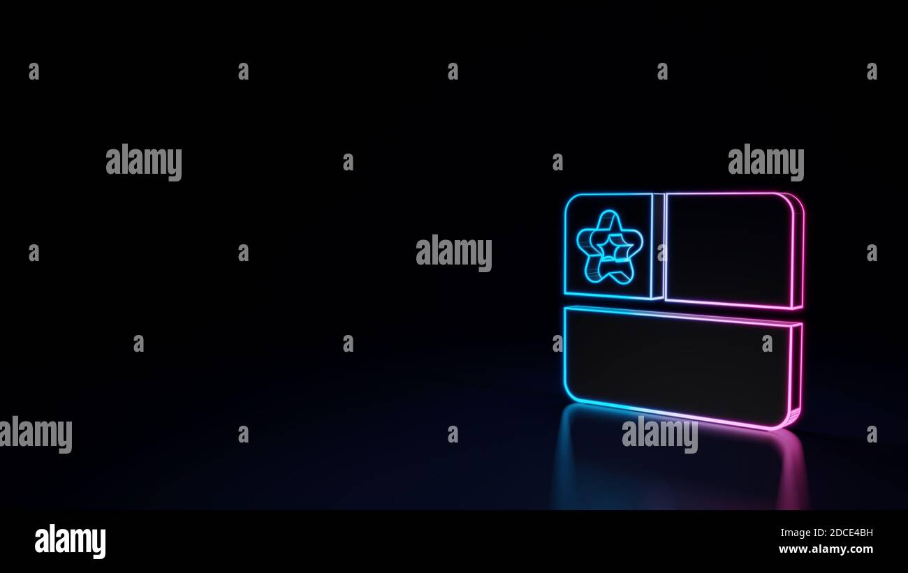 3d render techno neon purple blue glowing outline wireframe symbol of ...