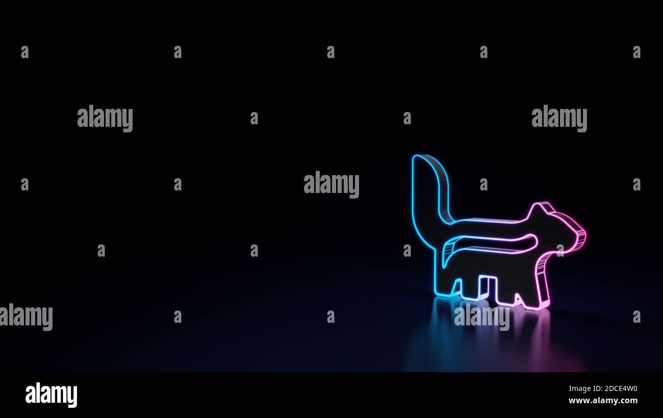 3d render techno neon purple blue glowing outline wireframe symbol of ...