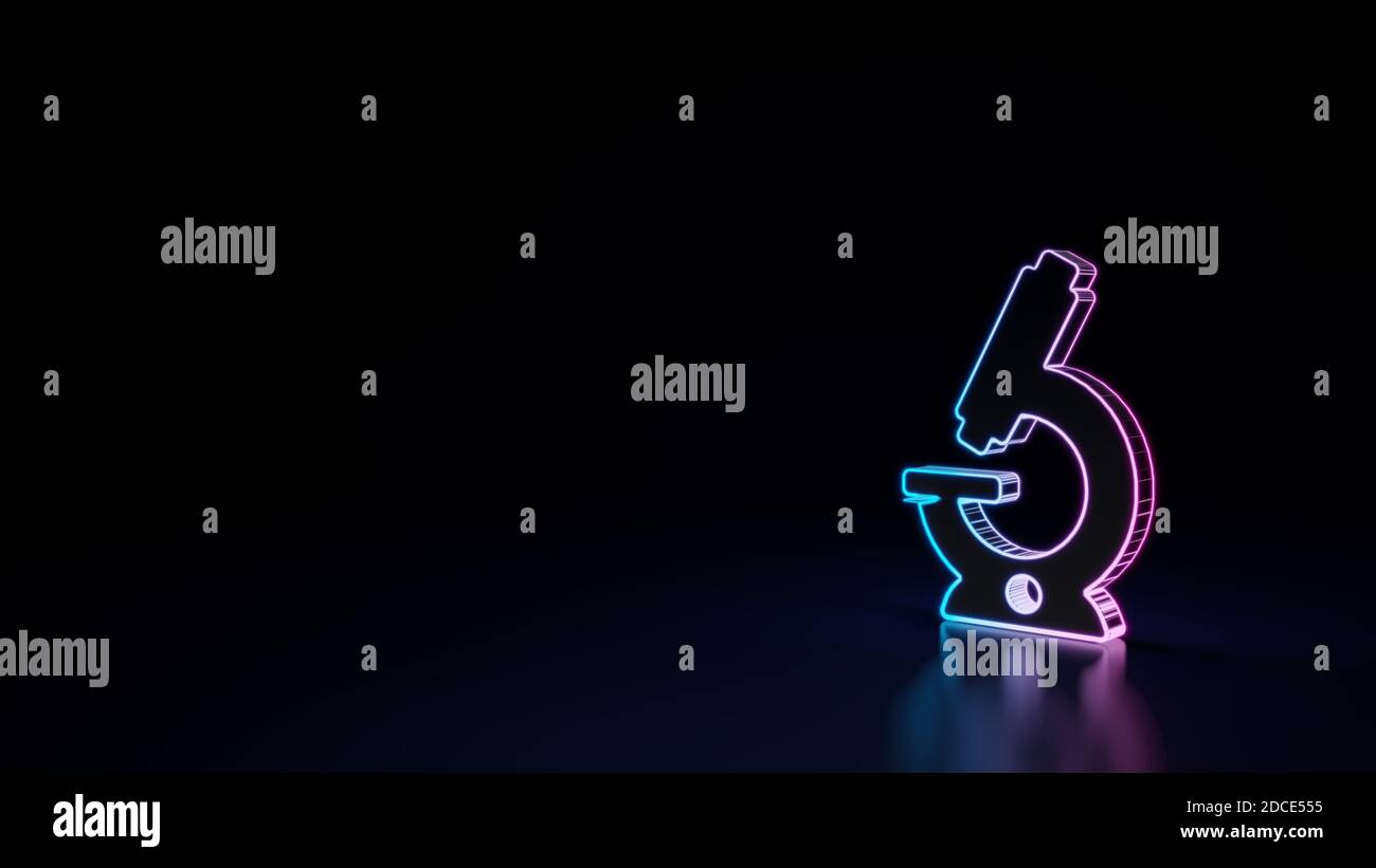 3d render techno neon purple blue glowing outline wireframe symbol of ...