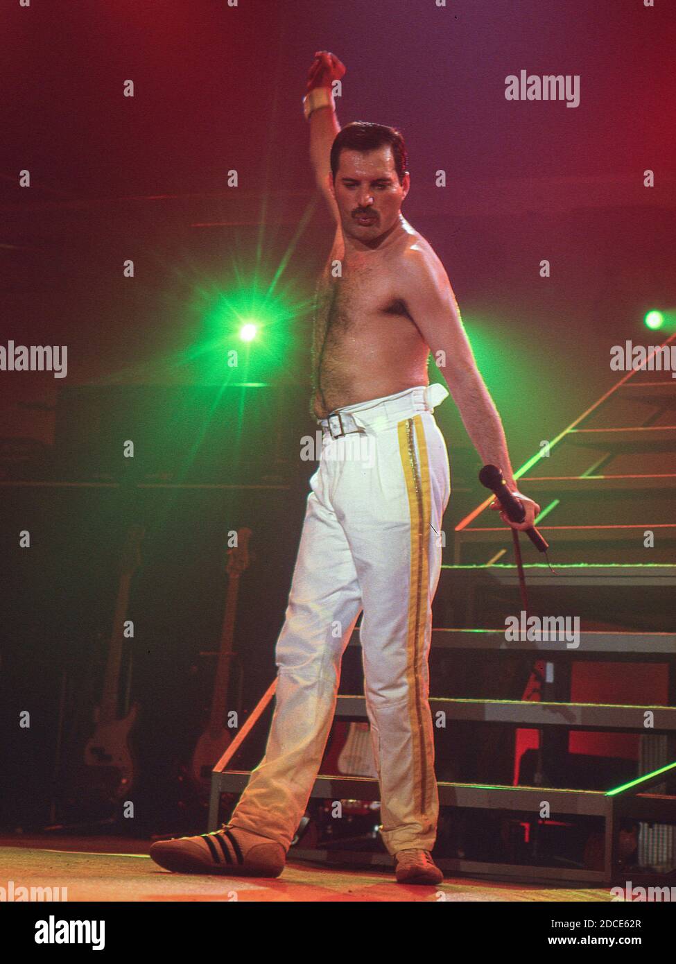 The British rock band Queen in concert at the Råsunda Football Stadium ...