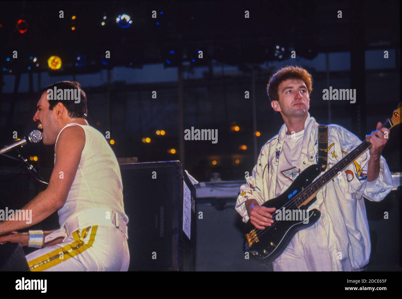 The British rock band Queen in concert at the Råsunda Football Stadium ...