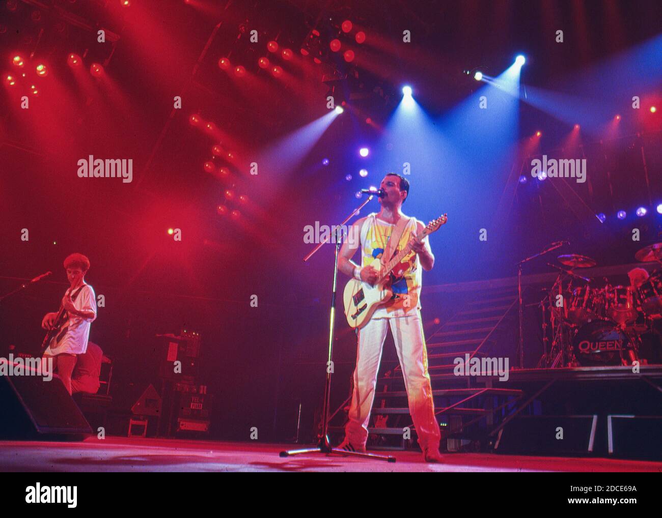 The British rock band Queen in concert at the Råsunda Football Stadium ...