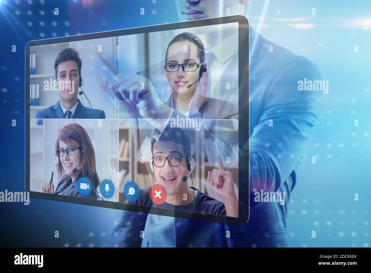 Concept of remote video conferencing during the pandemic Stock Photo ...