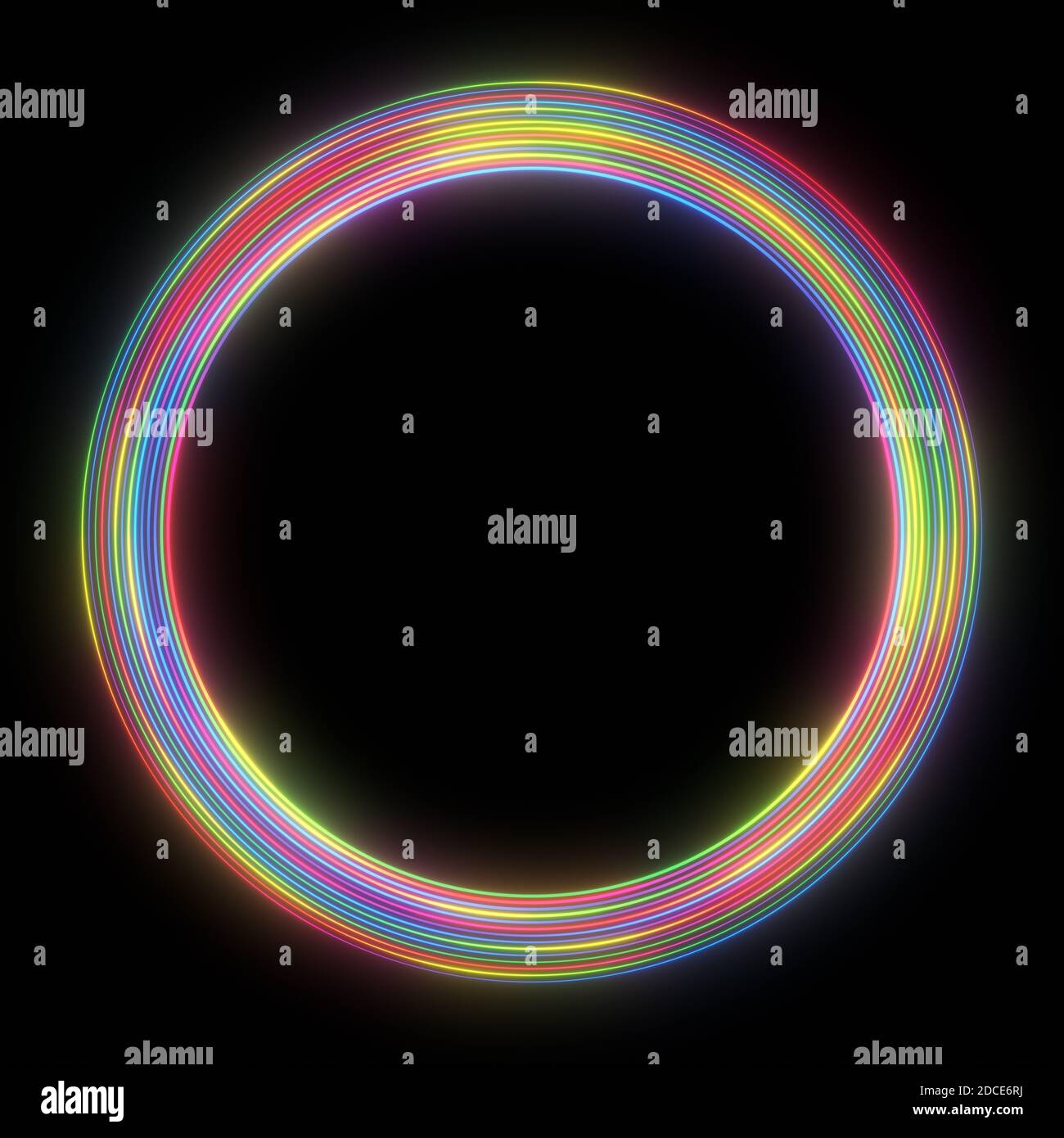 Abstract saturated rainbow colorful rings background. Copy space. 2D ...