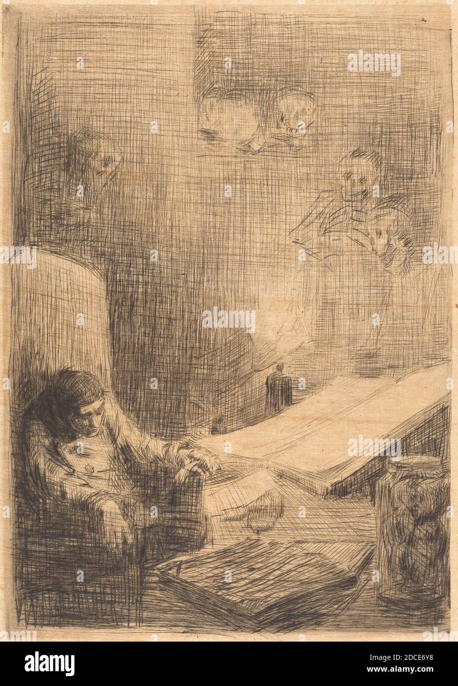 Alphonse Legros, (artist), French, 1837 - 1911, Sleeping Scholar (Le ...