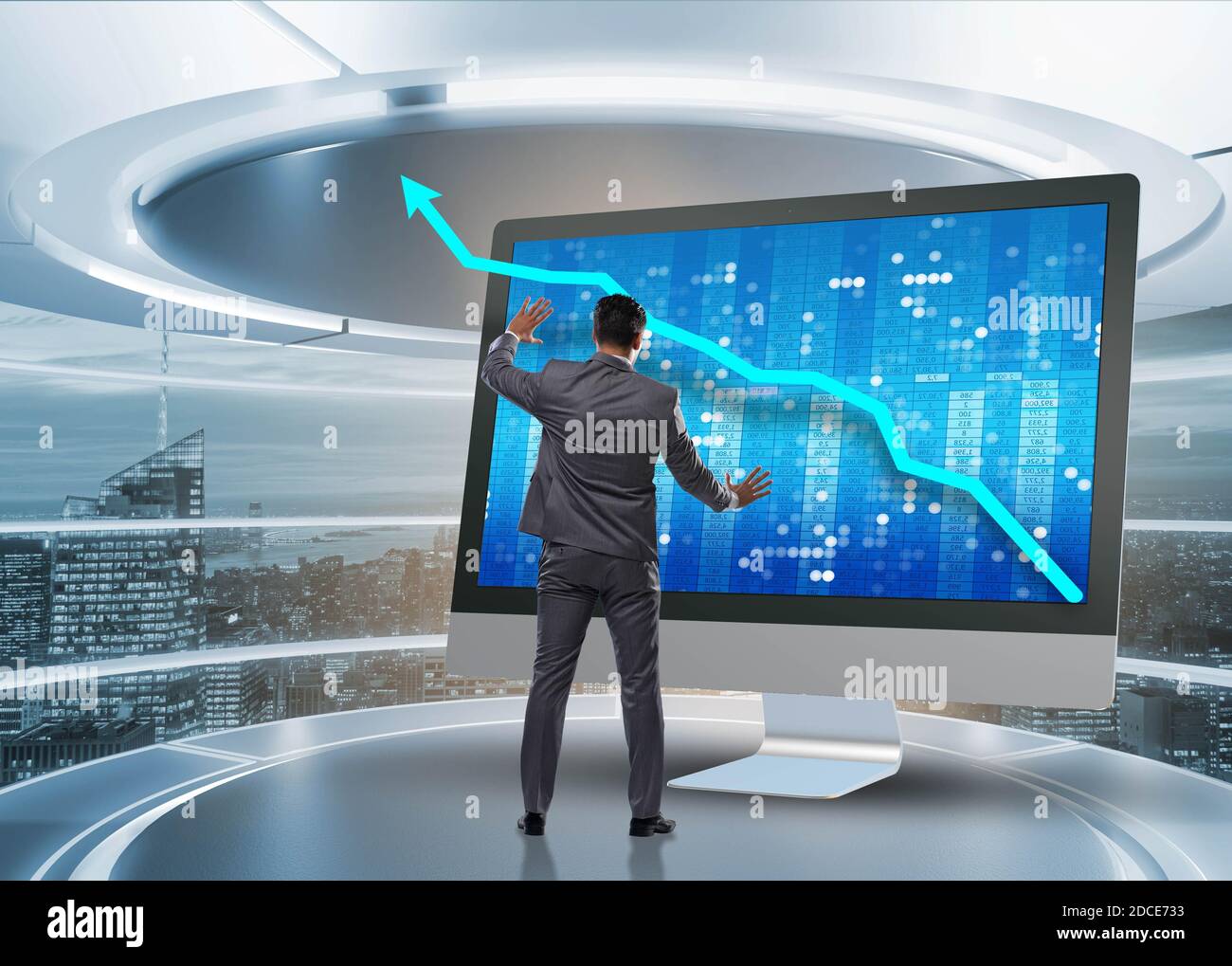 The businessman in economic forecasting concept with charts Stock Photo - Alamy