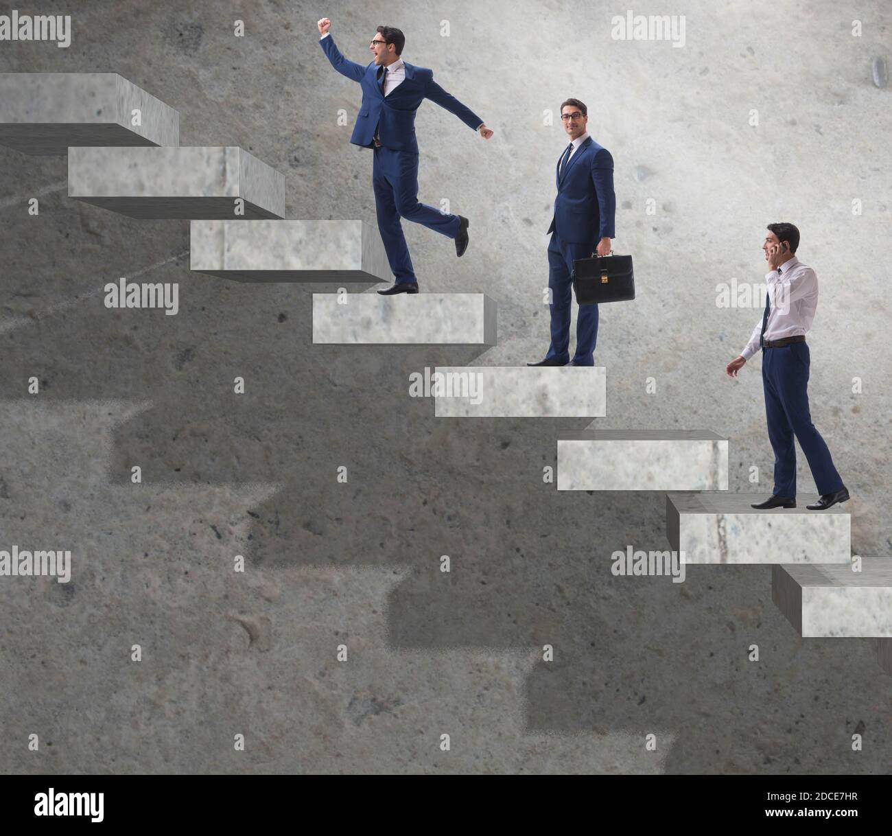 The business concept with man progressing through stages Stock Photo ...