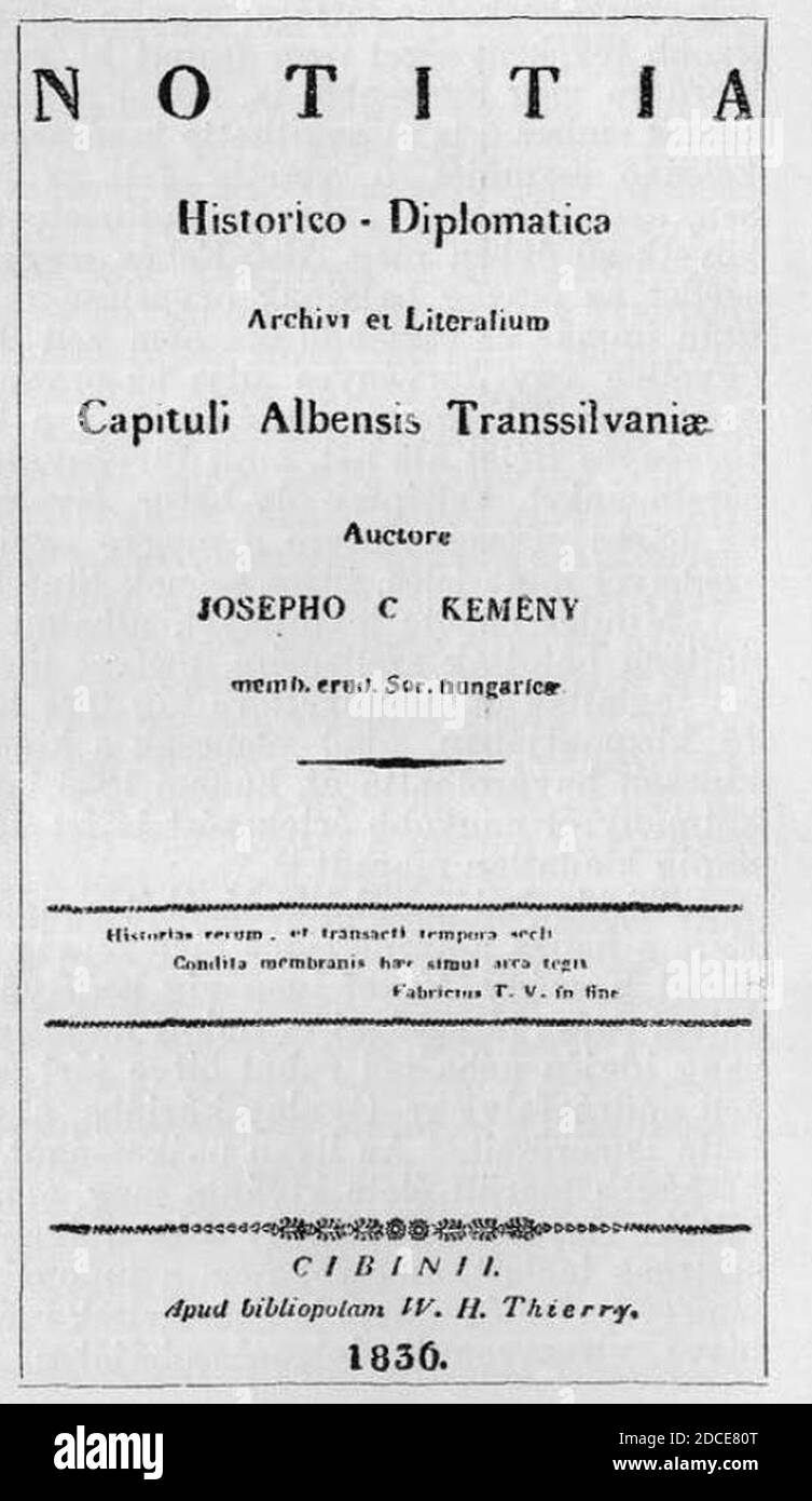 Kemény József Notitia Stock Photo - Alamy