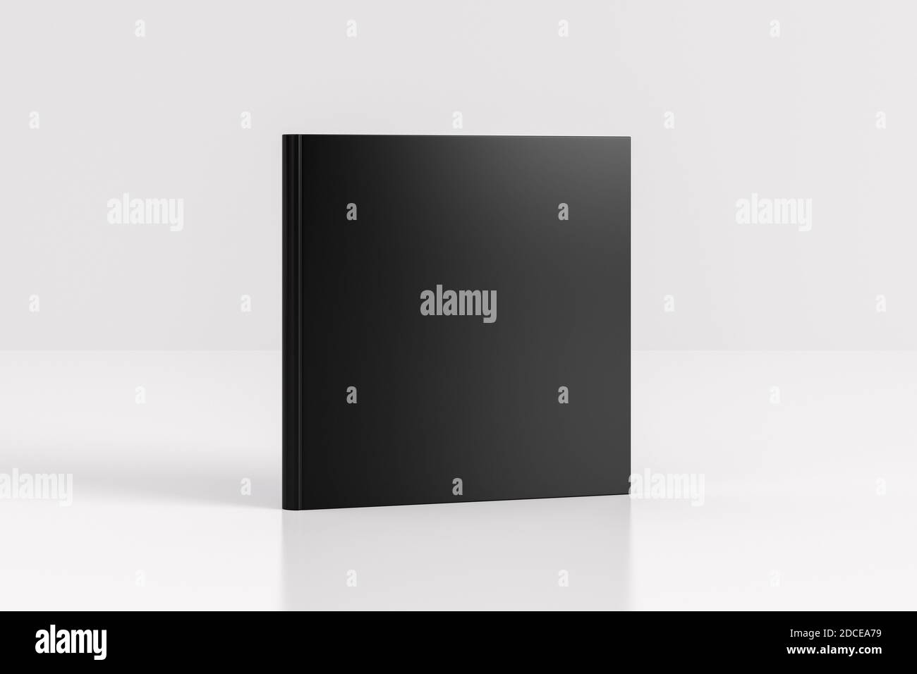 Hardcover square black mockup book standing on the white background ...