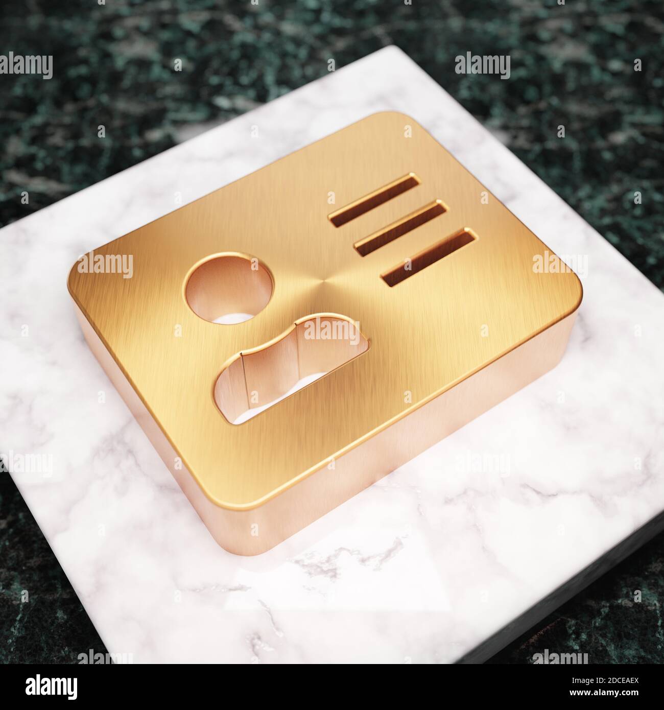 Address Card icon. Bronze Address Card symbol on white marble podium ...