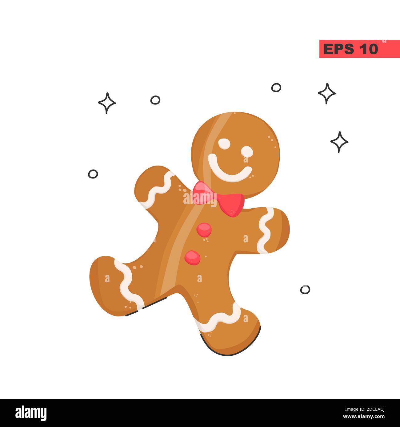 Hand drawn gingerbread man isolated on a white background. Human-shaped ...
