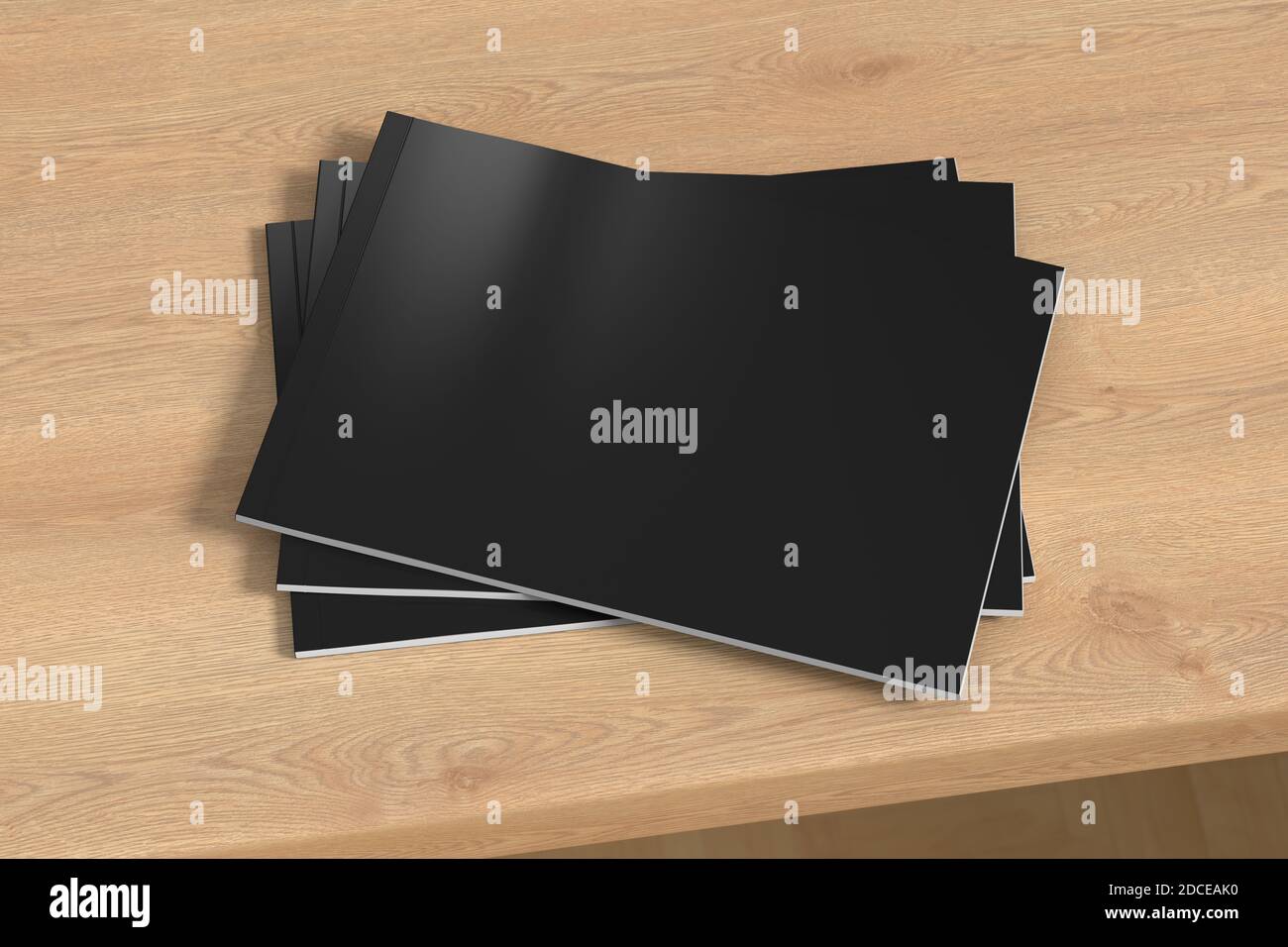 Horizontal or landscape black magazine or brochure stack mockup on ...